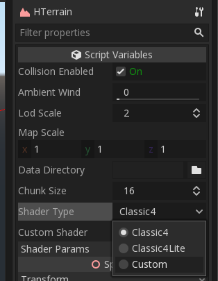 Inspector properties disappear after selecting custom shader type · Issue #114 · Zylann/godot ...