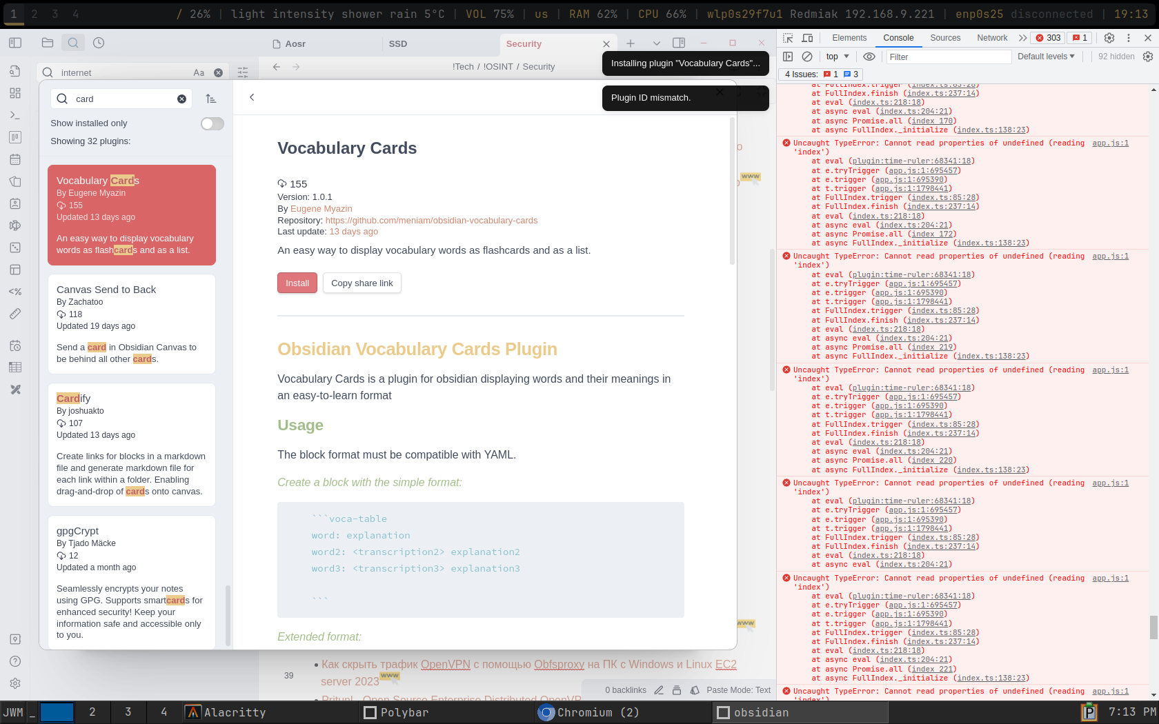 Could'n install plugin: Plugin ID mismatch · Issue #1 · meniam/obsidian-vocabulary-cards · GitHub