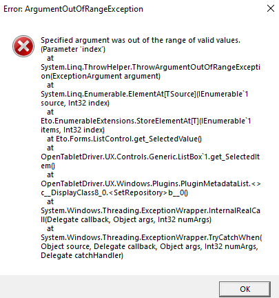 Uninstalling a plugin causes a crash · Issue #1856 · OpenTabletDriver/OpenTabletDriver · GitHub