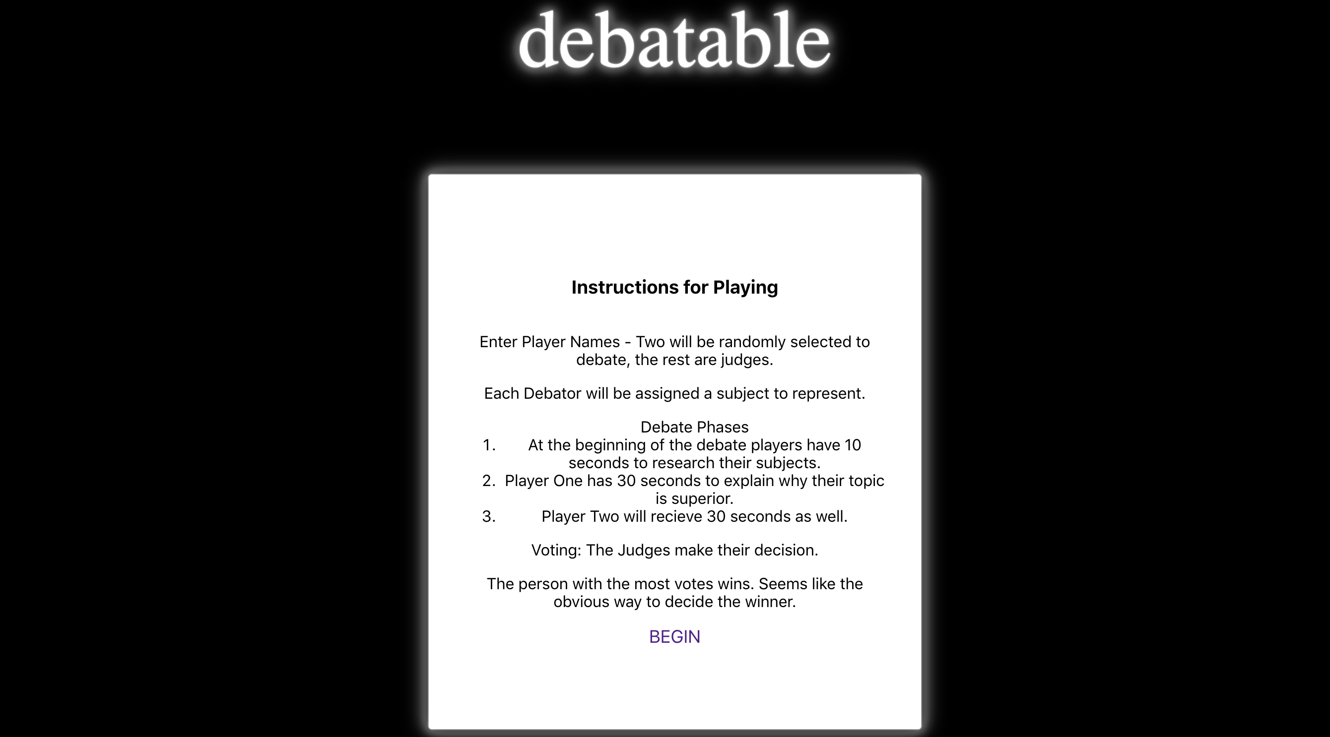 GitHub - Charles-Wefso-Turing-Projects/debatable