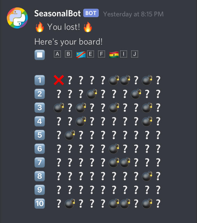 Minesweeper Issue · Issue 422 · Python Discordsir Lancebot · Github 5625
