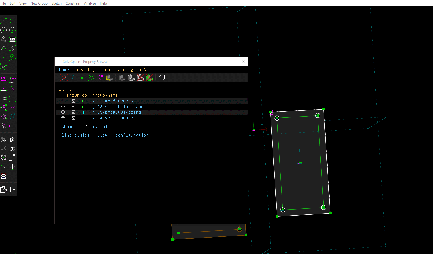 "dof" in group list lags by "one click" after applying a constraint with the keyboard. · Issue ...
