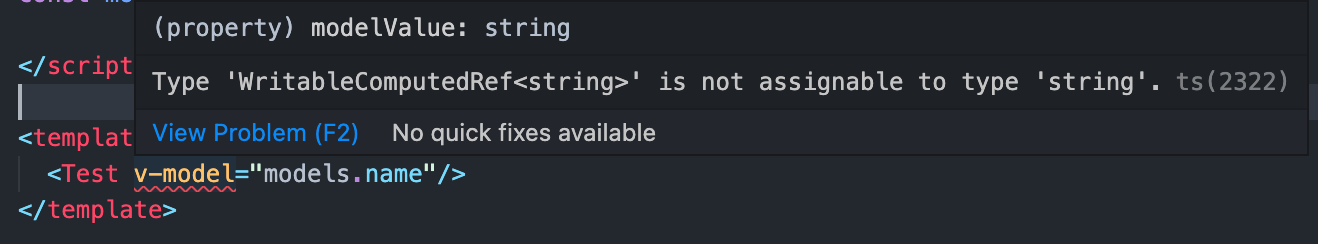 When WritableComputedRef is set to v-model, it is not unwrapped to T. · Issue #2321 · vuejs ...