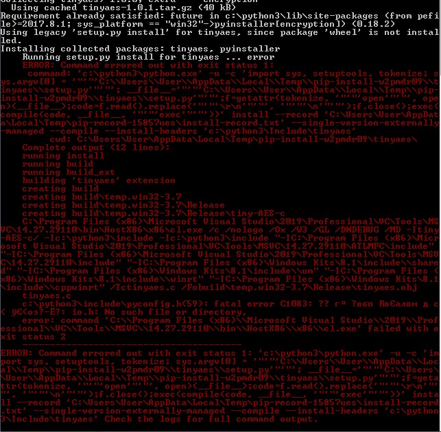 pip install pyinstaller[encryption] error · Issue #5180 · pyinstaller/pyinstaller · GitHub