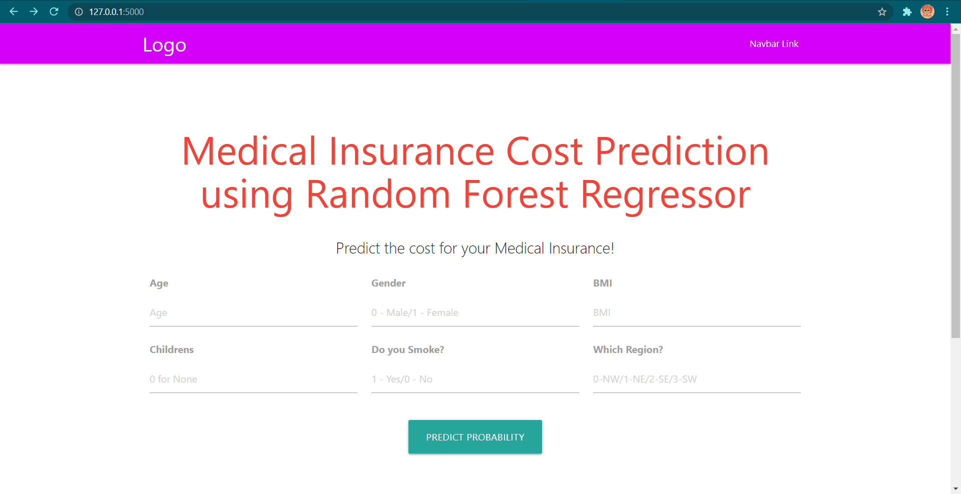 GitHub - si2001/Medical-Insurance-Cost-Prediction-Project-in-Python-Flask: Medical Insurance ...