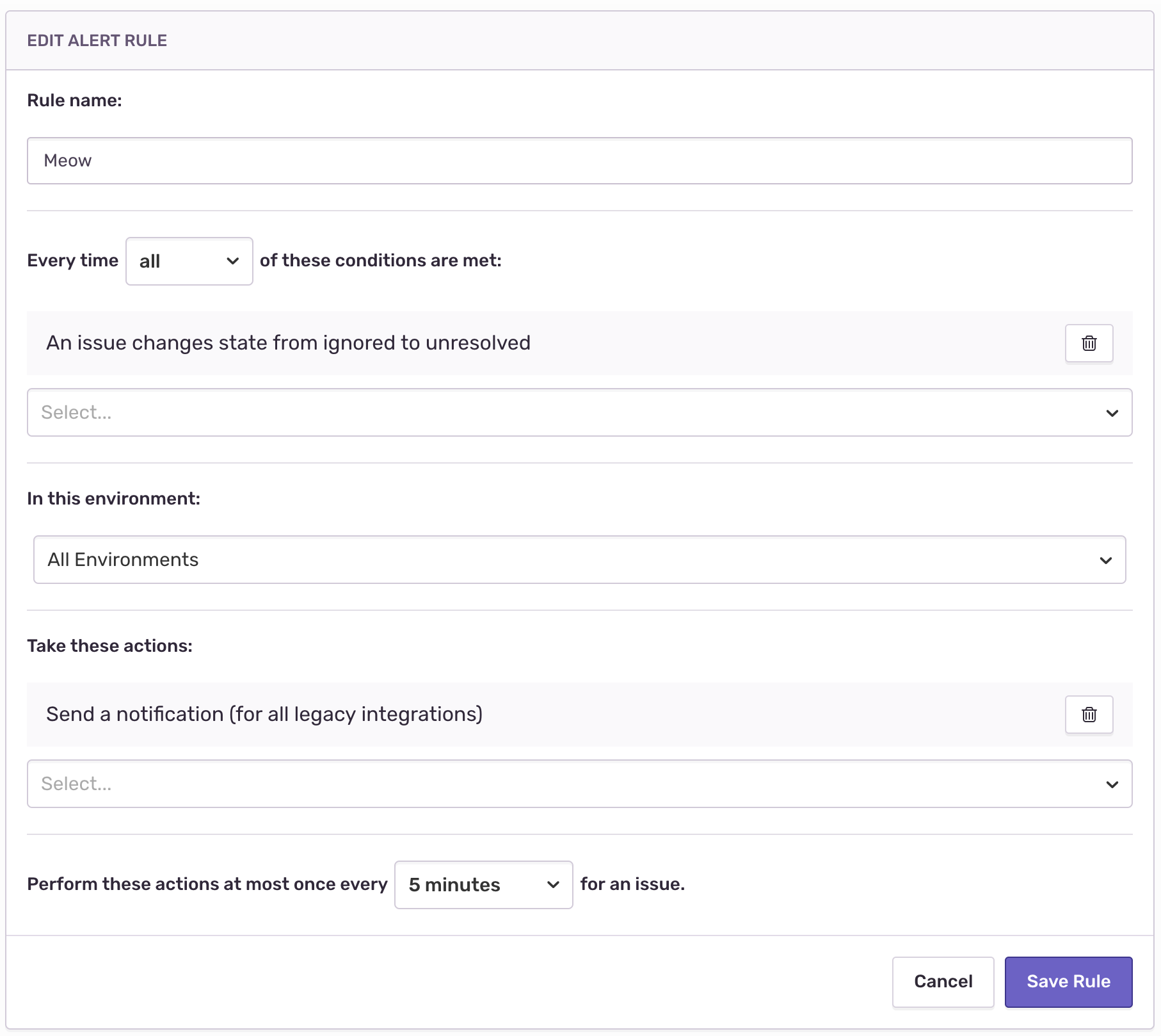 New alert rule: "ignored" => "unresolved" · Issue #10185 · getsentry ...