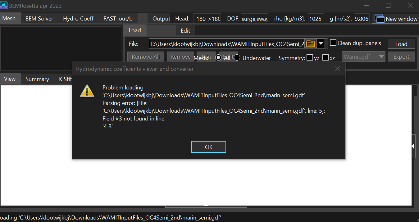Unable to load WAMIT mesh of DeepCWind platform · Issue #32 · BEMRosetta/BEMRosetta · GitHub