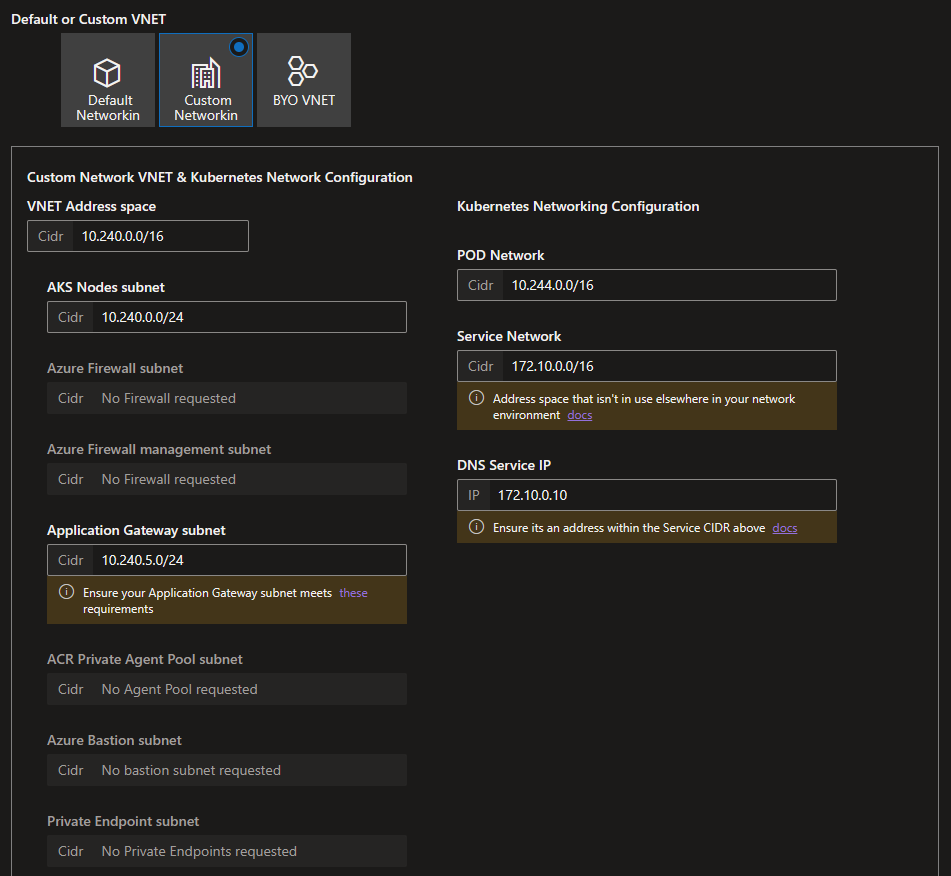 Aks Construction Networking Defaults Are Different From Aks Service Networking Defaults · Issue 1416