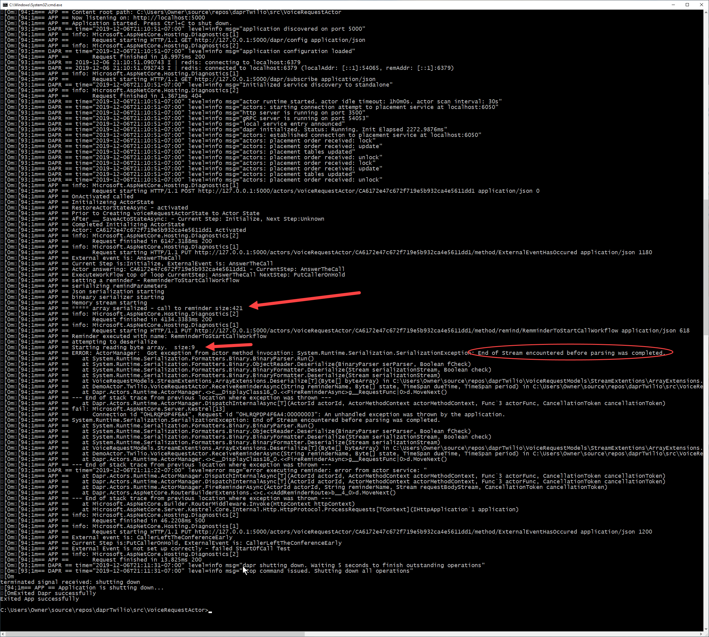 Reminder will not restore state correctly - End of Stream encountered exception · Issue #182 ...