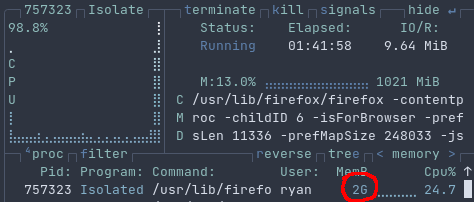 [BUG] Wrong memory usage in proc box · Issue #361 · aristocratos/btop · GitHub