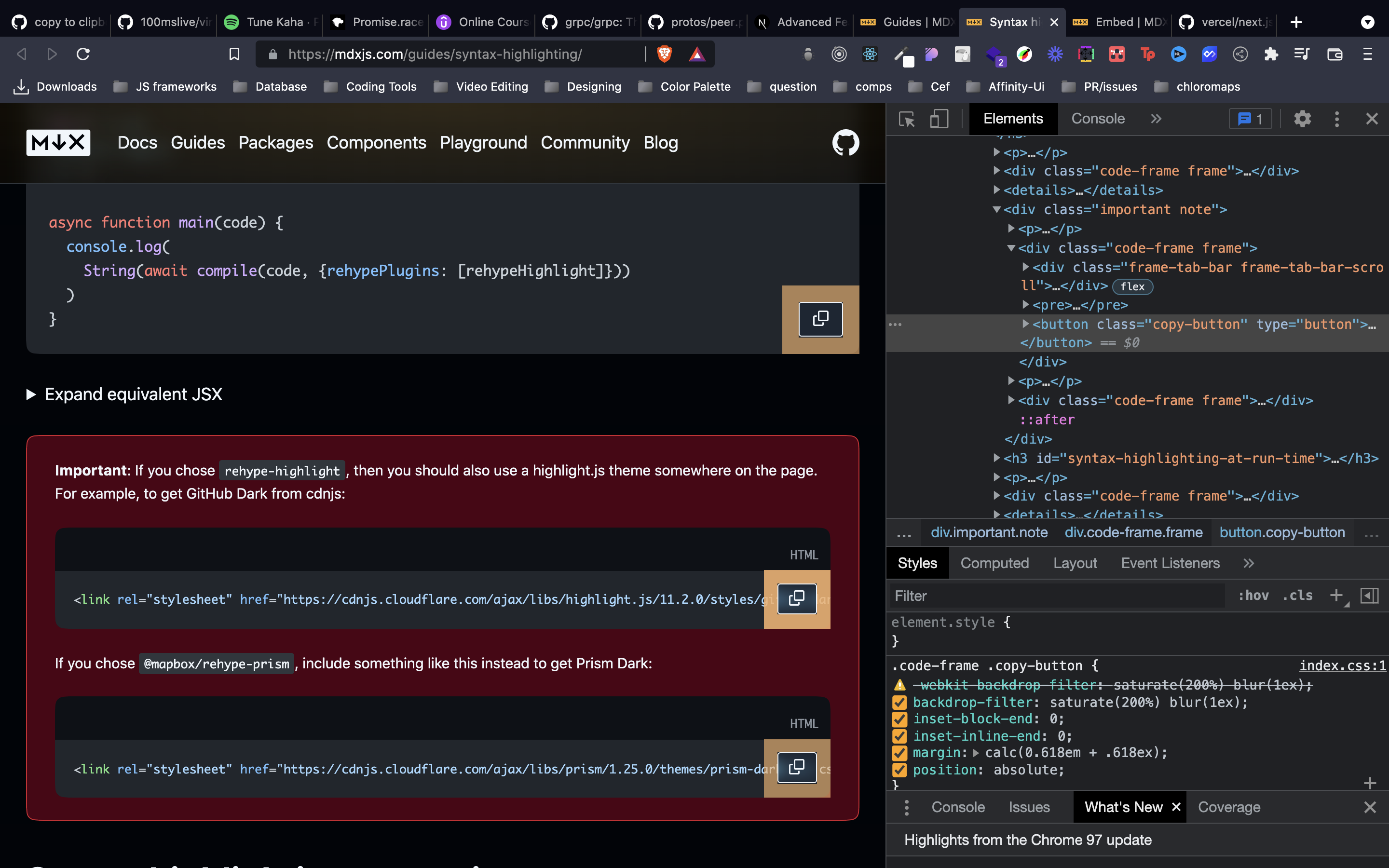copy to clipboard icon positioning breaks on scroll · Issue #241 · 100mslive/100ms-docs · GitHub
