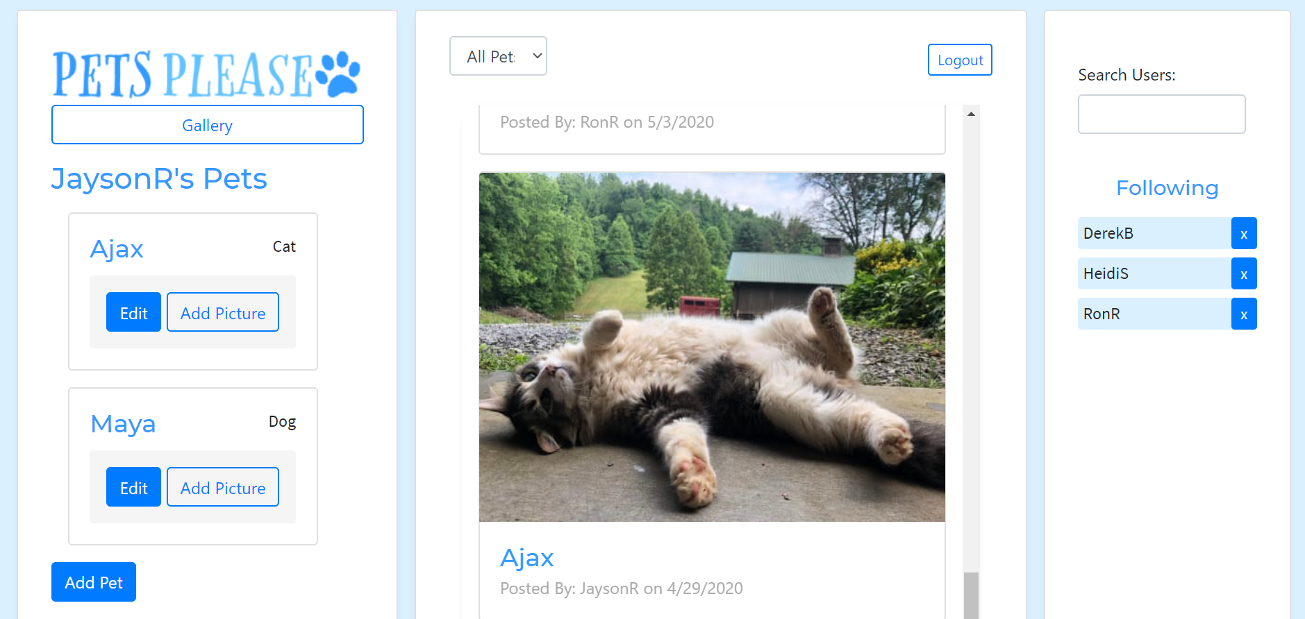 GitHub - JaysonRice/pets-please: Pet's Please is a single page application that allows users to ...