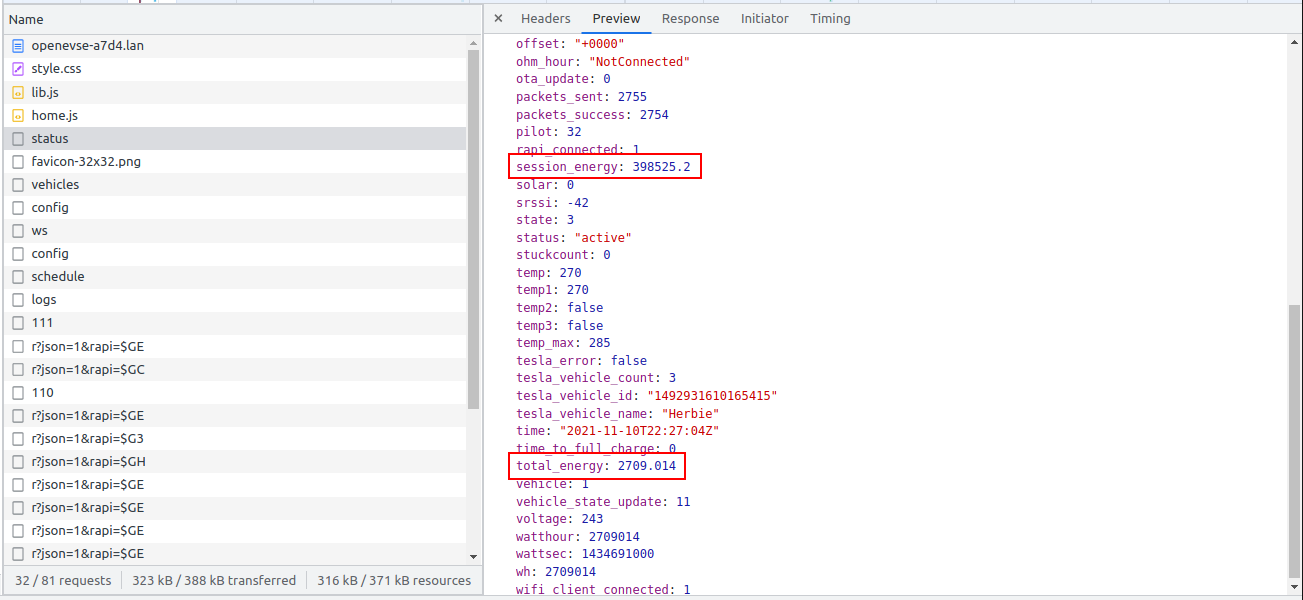 Bug Websocket Data Does Not Match Documentation · Issue 263 · Openevseopenevseesp32
