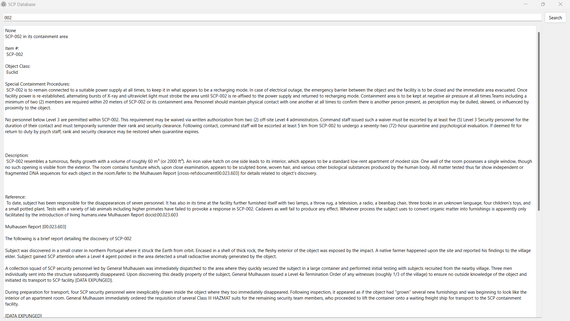 Overlapping text when searching more than once · Issue #1 · CatRass/SCP-Database-Interface · GitHub