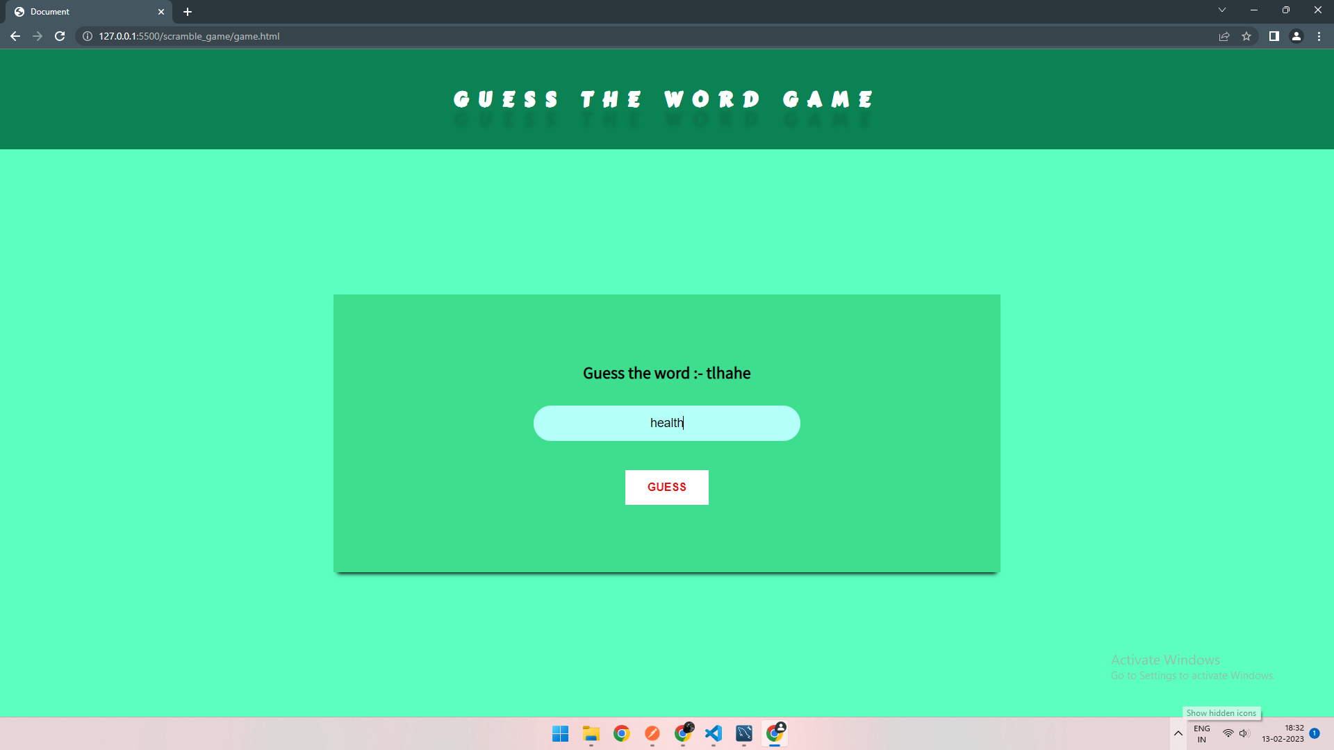 GitHub - amarupd/scramble-game