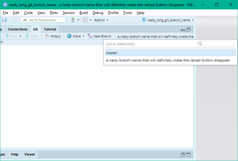 Git pane: *very* long branch name impairs toolbar · Issue #7674 · rstudio/rstudio · GitHub