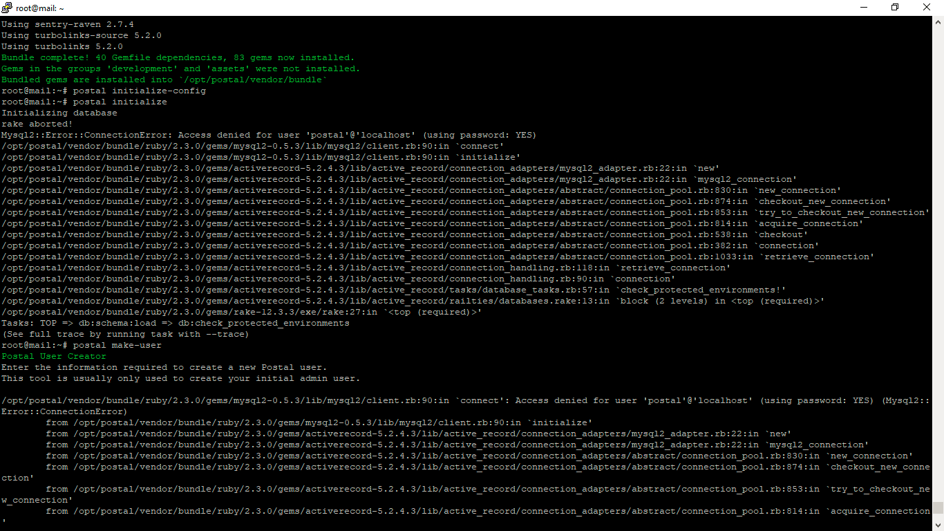 error during postal initilize · Issue #877 · postalserver/postal · GitHub