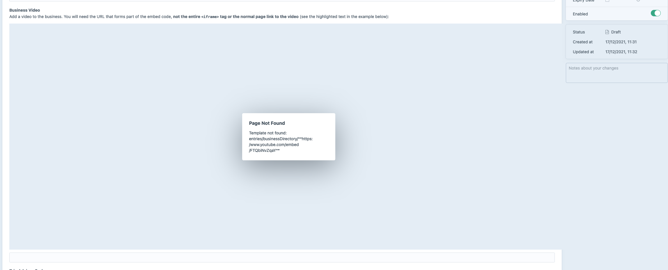 iFrame in field instructions · Issue #10264 · craftcms/cms · GitHub