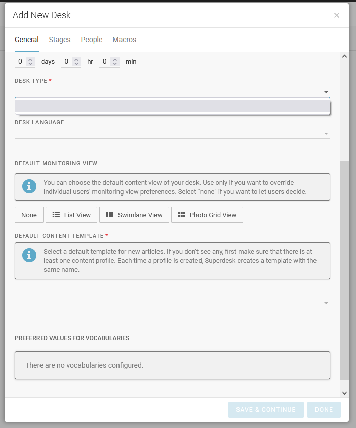 Desk Management - Add Desk Issue · Issue #3247 · superdesk/superdesk · GitHub