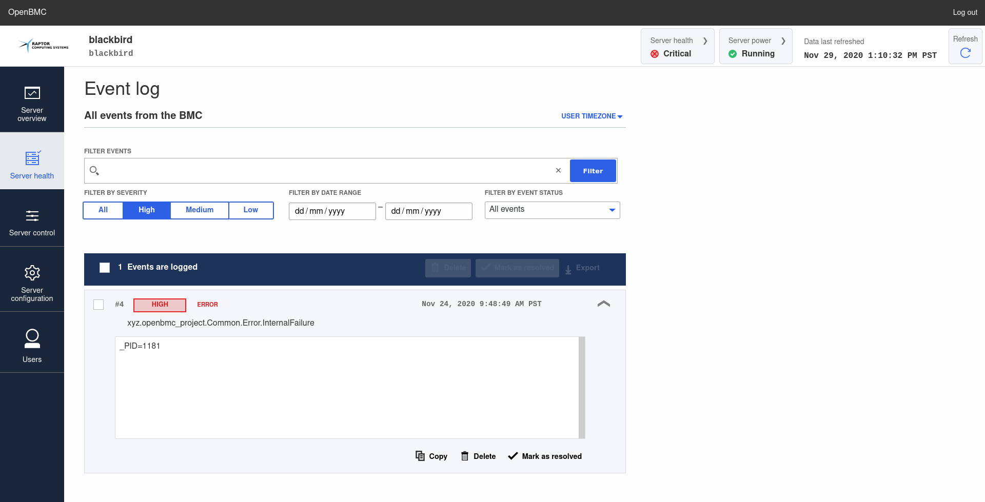 Server Health Critical High Error No More Information · Issue 3733 · Openbmc Openbmc · Github