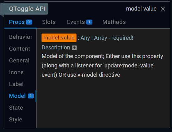Include Sub Properties Inside Component Api Docs Element Search Results · Quasarframework Quasar