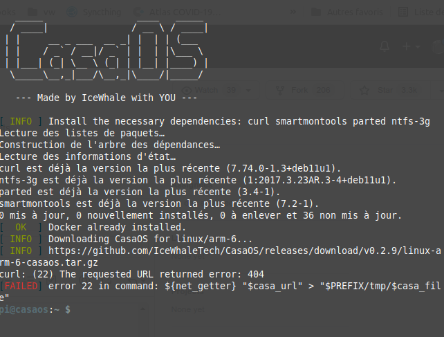 Impossible to install · Issue #124 · IceWhaleTech/CasaOS · GitHub