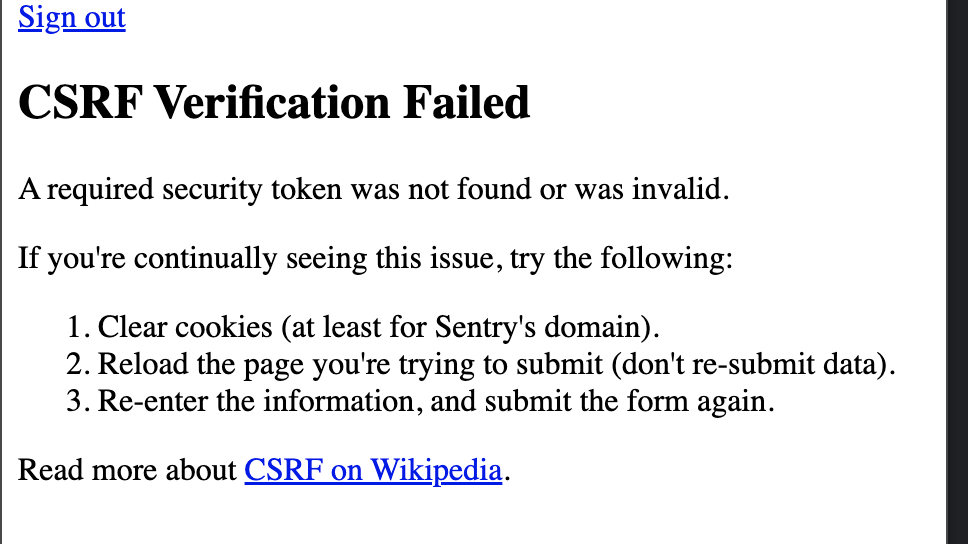 CSRF Verification Failed · Issue #1988 · getsentry/self-hosted · GitHub