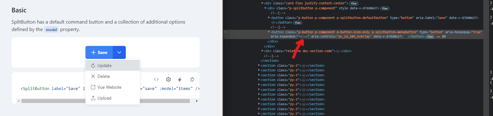 Splitbutton: aria-extended not set correctly · Issue #4065 · primefaces/primevue · GitHub