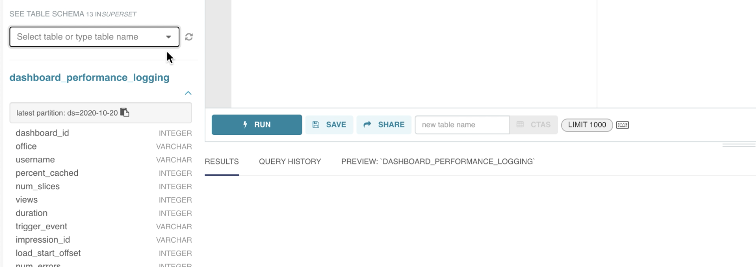 SQL should display "query preview" by default when user selects schema ...
