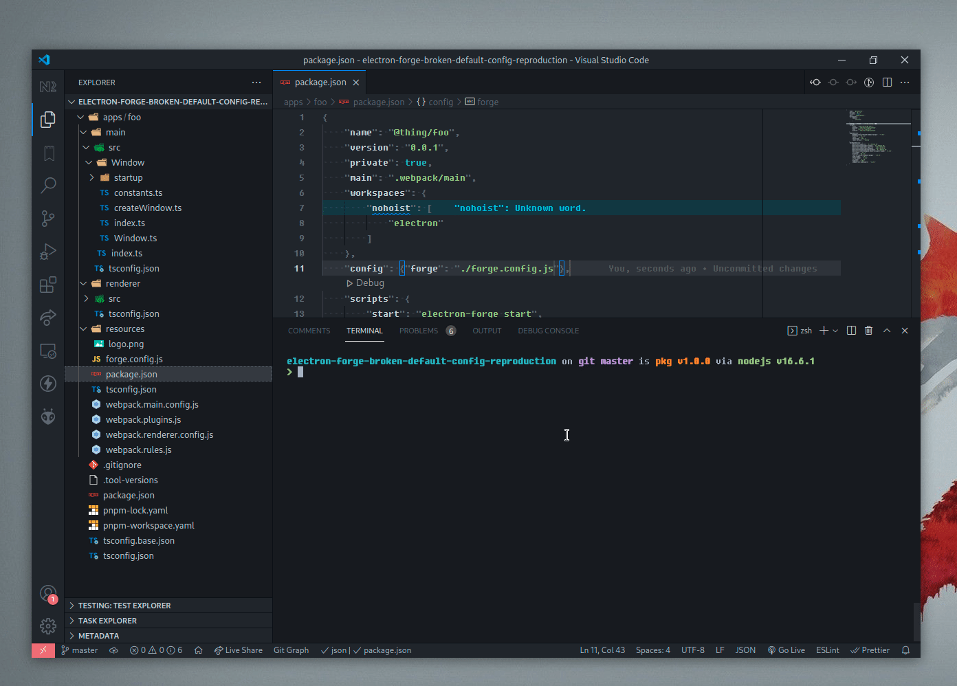 the idea of a default forge.config.js needs to be finished. · Issue ...