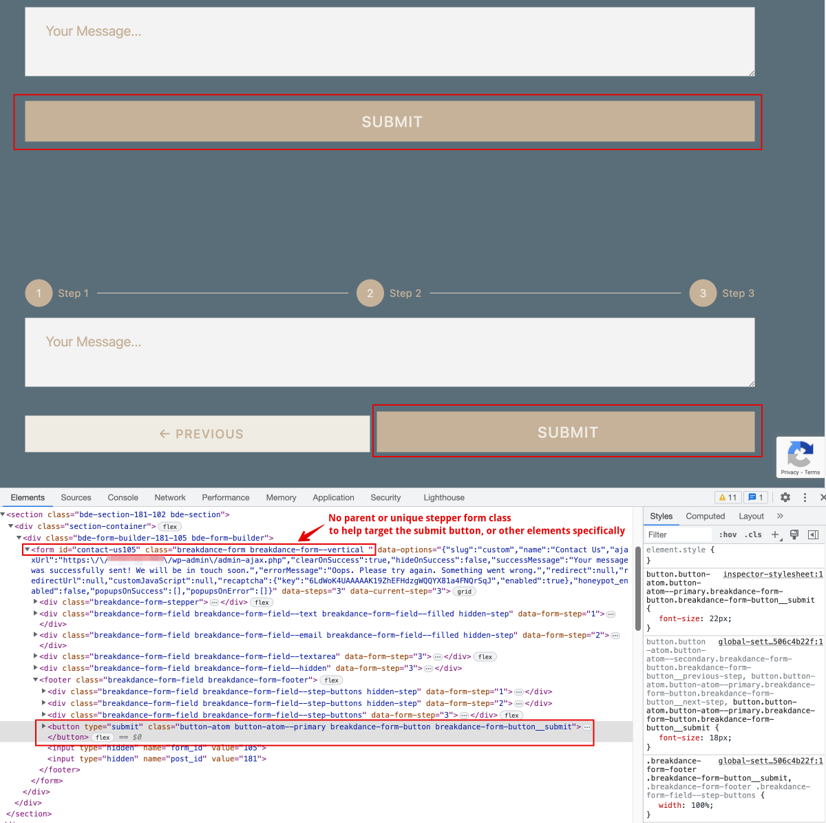 Specific Styling for Form Step Submit Button · Issue #792 · soflyy/breakdance-bugs · GitHub