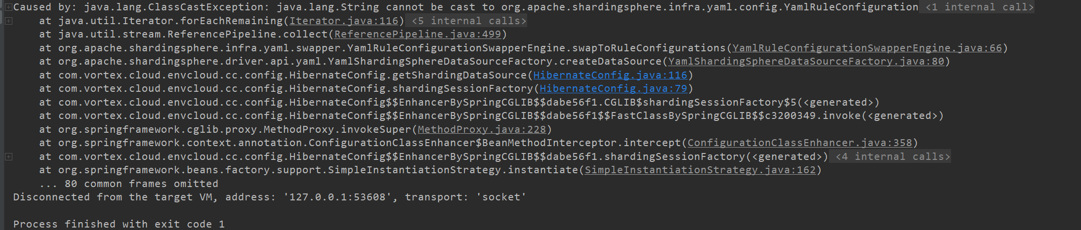 java.lang.String cannot be cast to org.apache.shardingsphere.infra.yaml.config ...