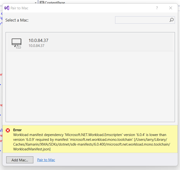 Can't connect maui vs2022 app to iOS - I'll keep reporting until I get a solution. · Issue ...