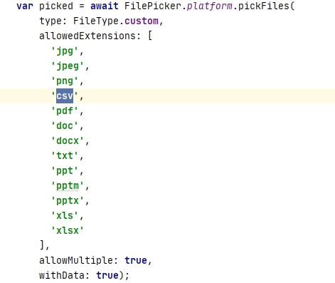 Custom File Type CSV not support in Android · Issue #782 · miguelpruivo ...