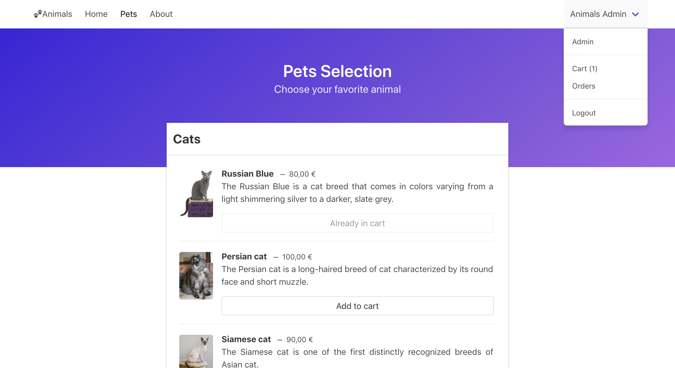 GitHub - azdanov/laravel-animals: A small Laravel, Vue and Braintree shop.