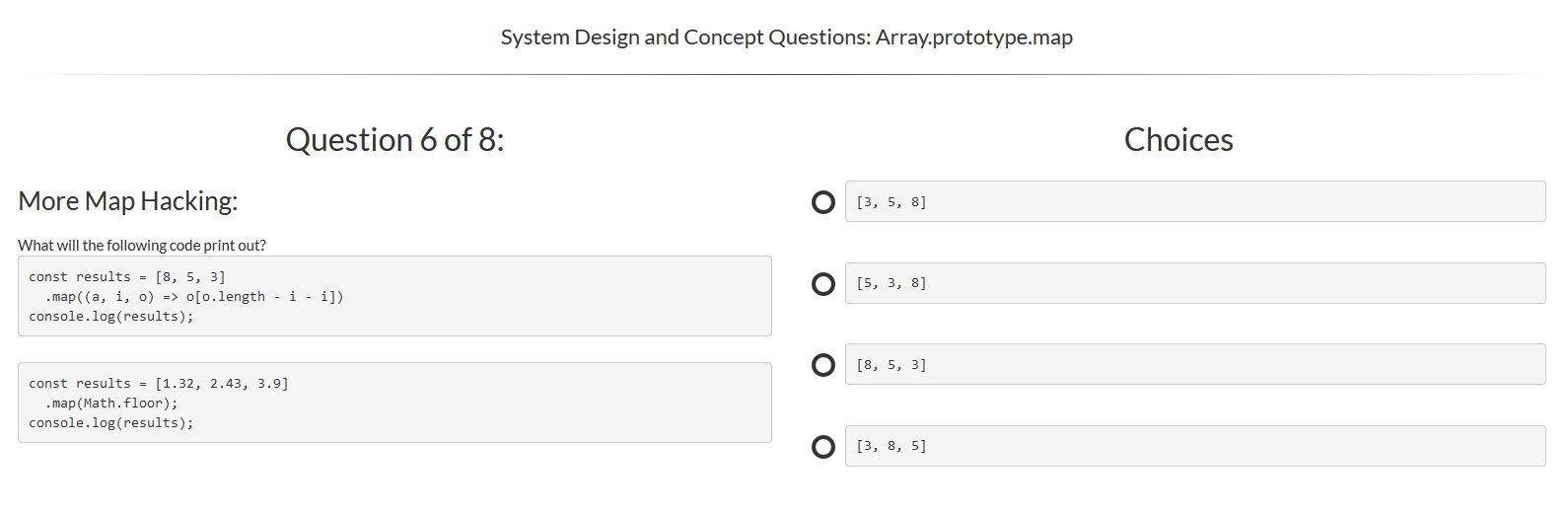 System Design and Concept Questions: Array.prototype.map: Question 5 · Issue #16229 ...