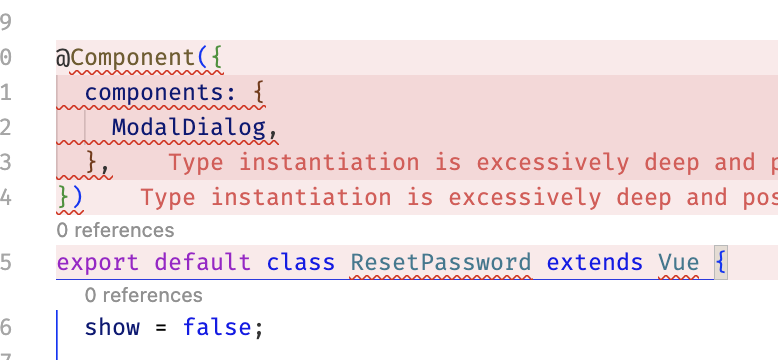 Type instantiation is excessively deep and possibly infinite. · Issue #1728 · vuejs/language ...