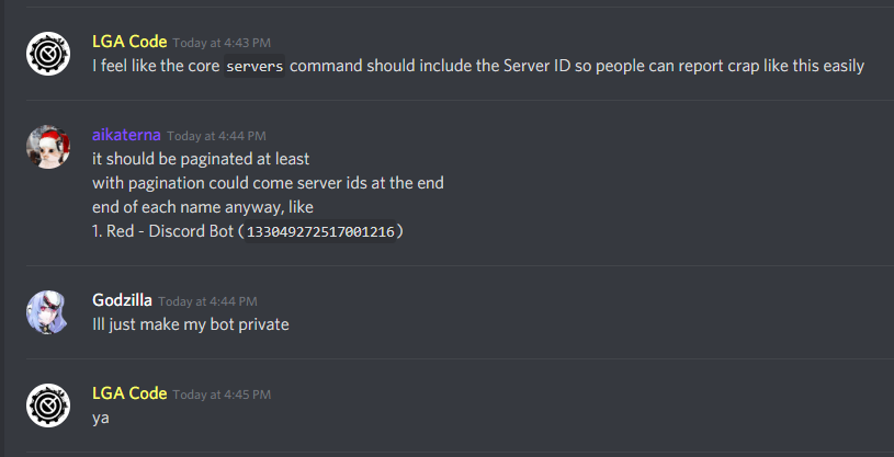Show Server Ids In Servers Core Command · Issue 3224 · Cog Creators Red Discordbot · Github
