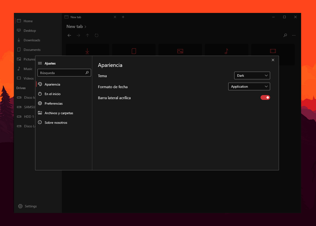 when the settings tab is opened, the tabs on the top are shifting ...