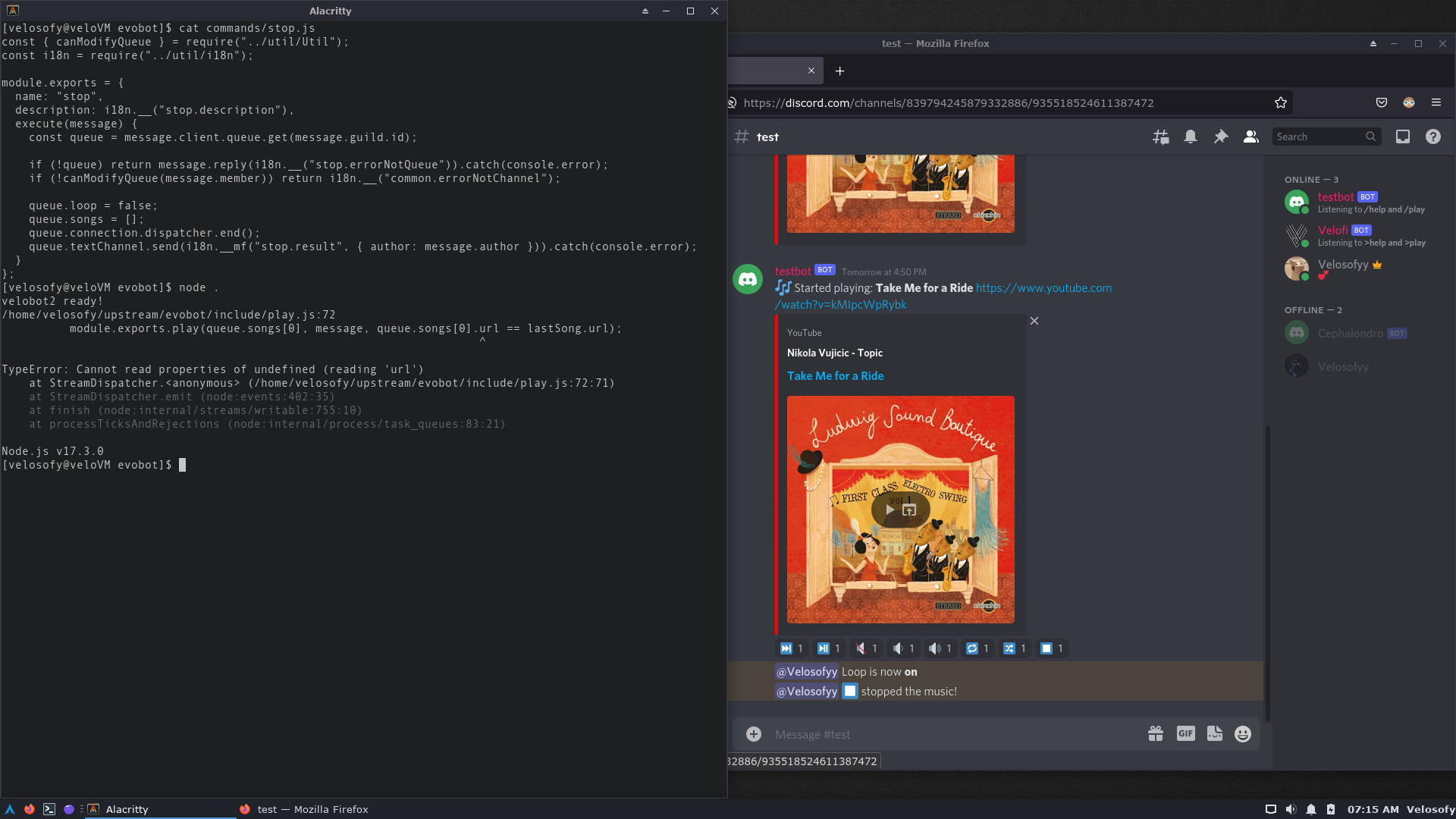 Bot crashes on /stop · Issue #1096 · eritislami/evobot · GitHub