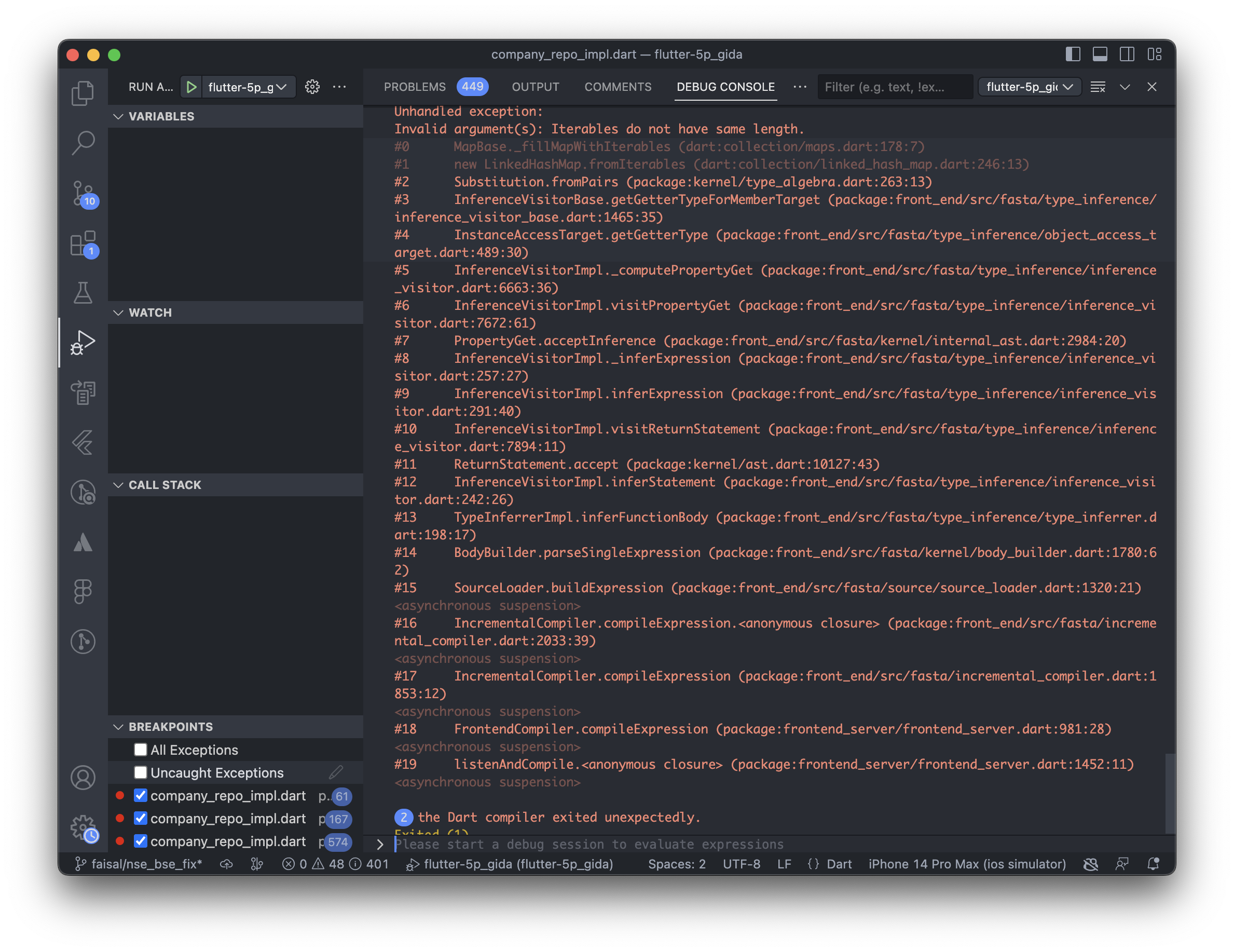 Compiler crash: Iterables do not have same length. · Issue #48148 · dart-lang/sdk · GitHub