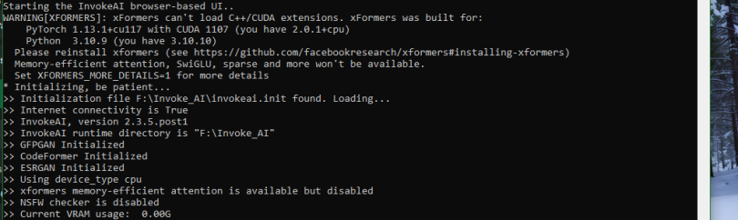 [bug]: Version 2.3.5.post1 Wrong Xformer version, switches to CPU · Issue #3434 · invoke-ai ...