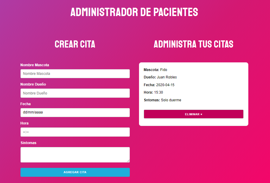GitHub - willjean29/administradorCitas-ReactJs: Administrador de citas usando React Js