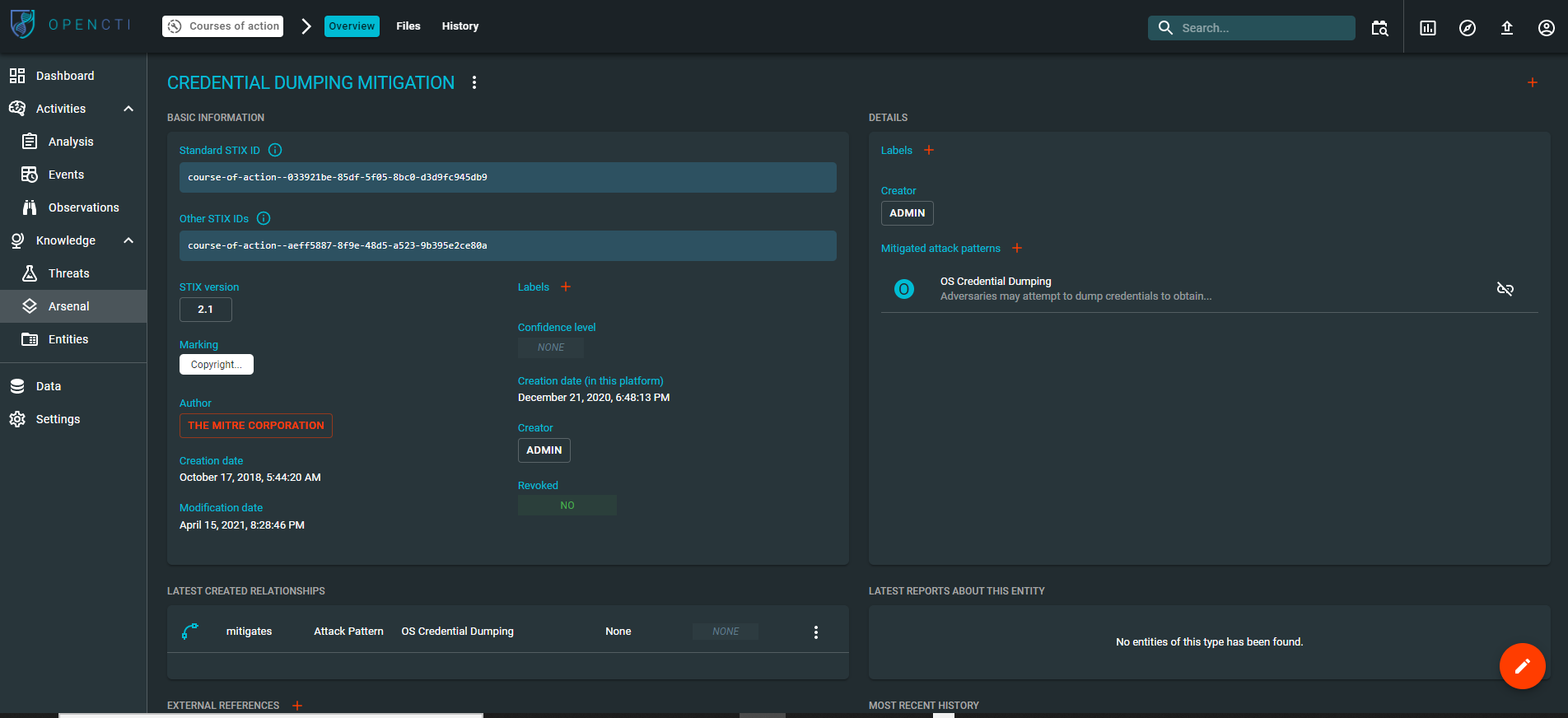 Description Is Not Appearing In The Course Of Action · Issue 1314 · Opencti Platform Opencti