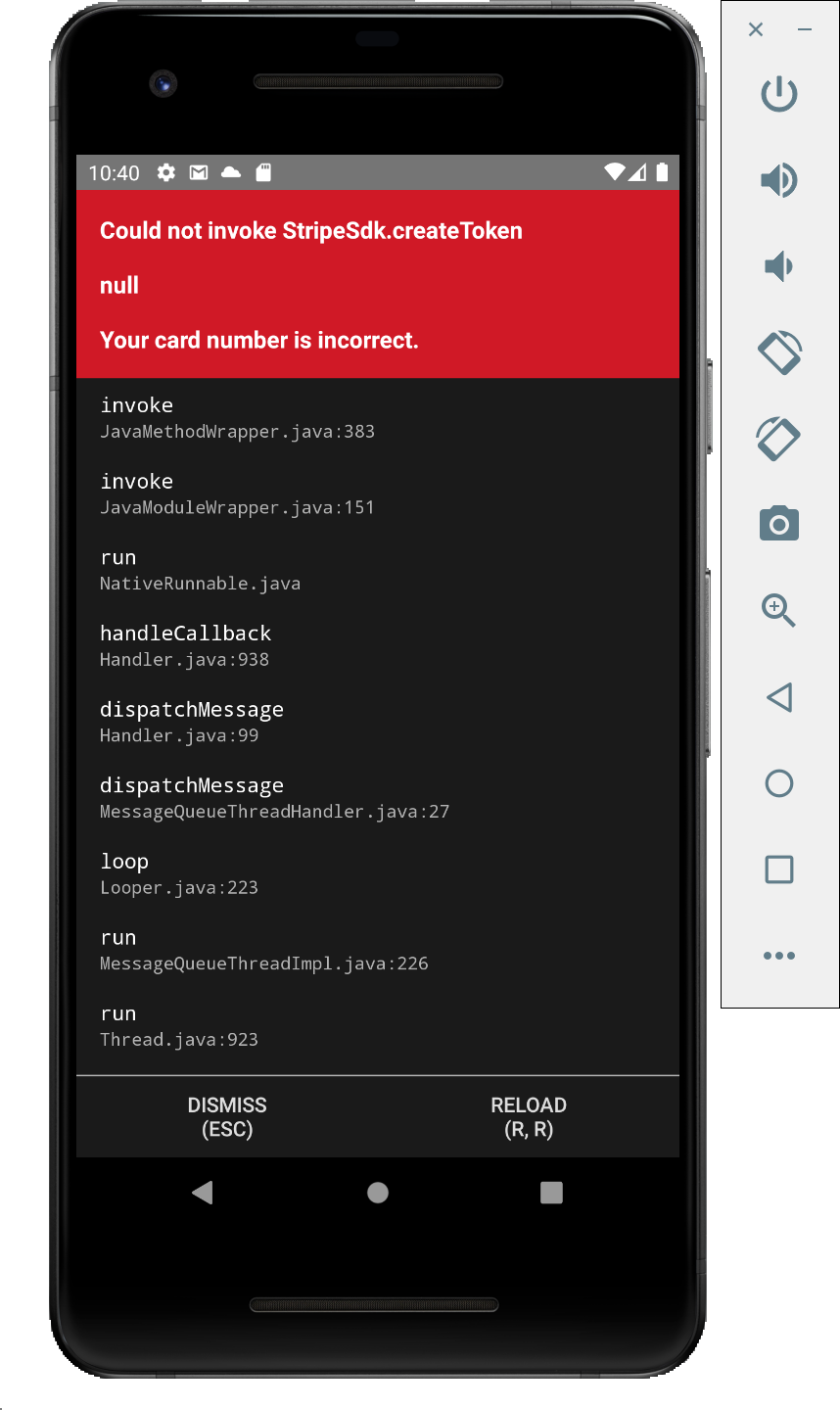 [Android] `createToken` not handling incorrect numbers · Issue #405 · stripe/stripe-react-native ...