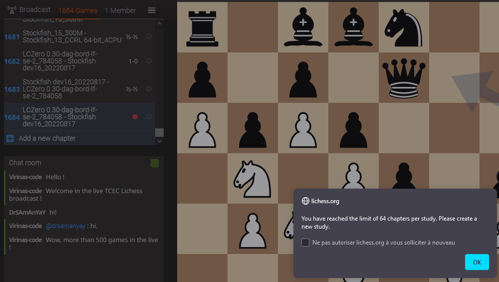 Bypassing study chapters limit using broadcasts · Issue #11417 · lichess-org/lila · GitHub