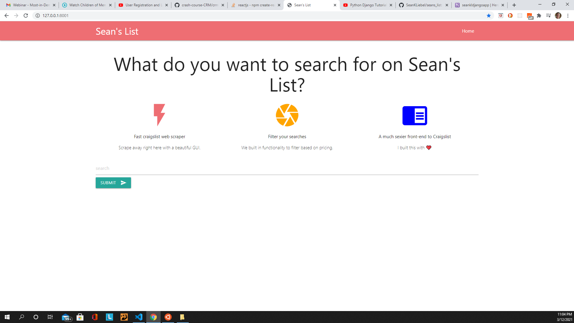 GitHub - SeanKLiebel/seans_list: A simple fullstack Python Django web scraping search site ...