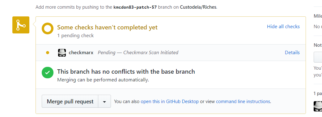 Block Merge after scan completion on PR/MR · Issue #160 · checkmarx-ltd/cx-flow · GitHub