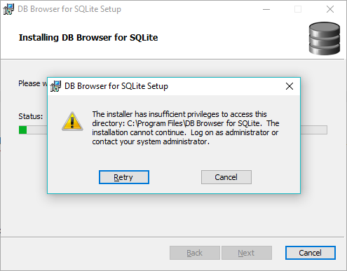 Insufficient privileges to windows install folder · Issue #1841 · sqlitebrowser/sqlitebrowser ...