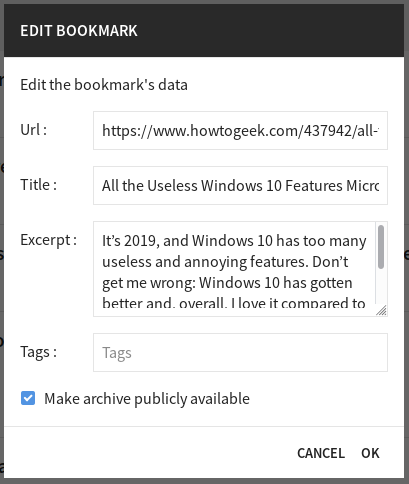 ability to edit the old url's? · Issue #148 · go-shiori/shiori · GitHub